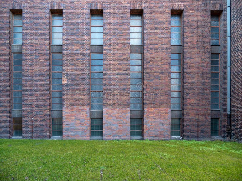Brick Facade of a Factory Building. Stock Image - Image of building ...