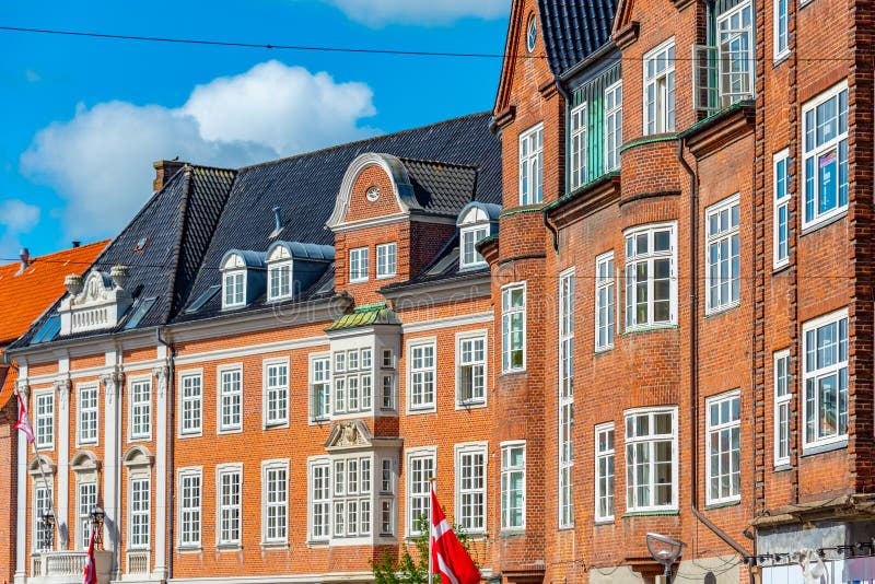 Brick Facades in Central Aalborg, Denmark Stock Image - Image of ...
