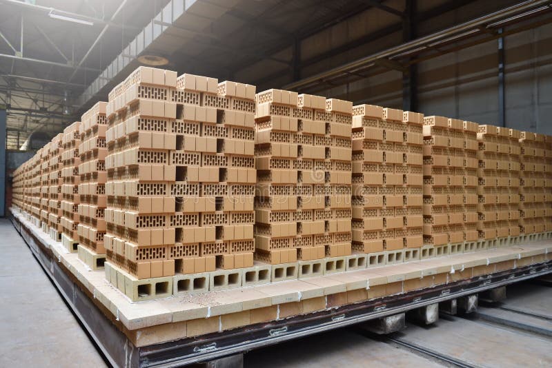 Brick Factory. Stacked Brick in a Brick Factory Warehouse Stock Image ...