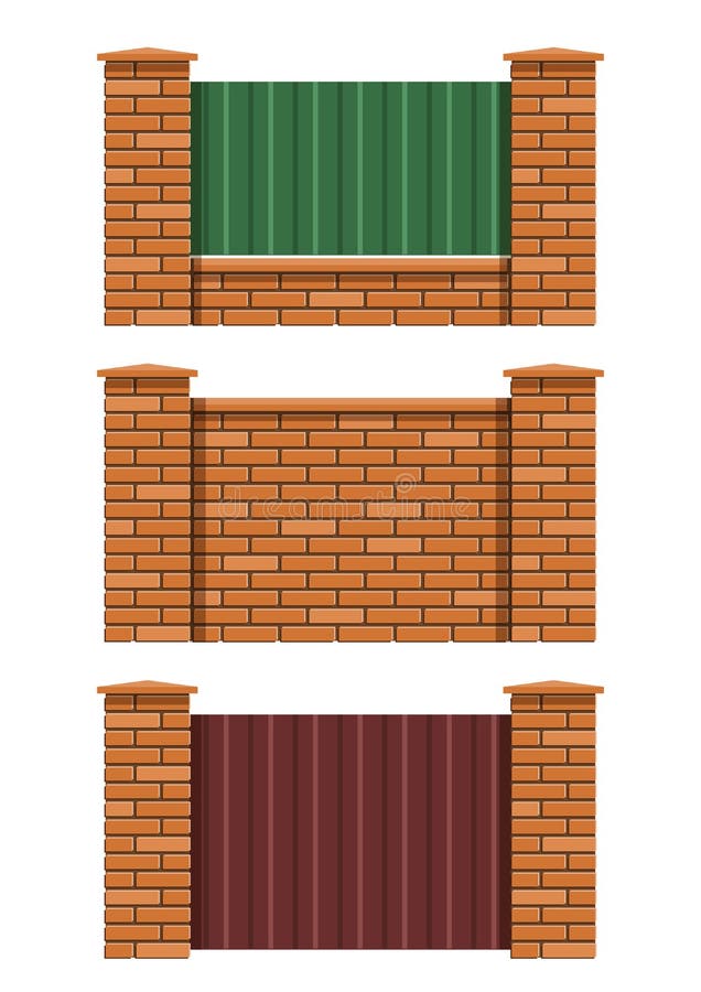 Brick Fence Vector Illustration Stock Vector - Illustration of ...