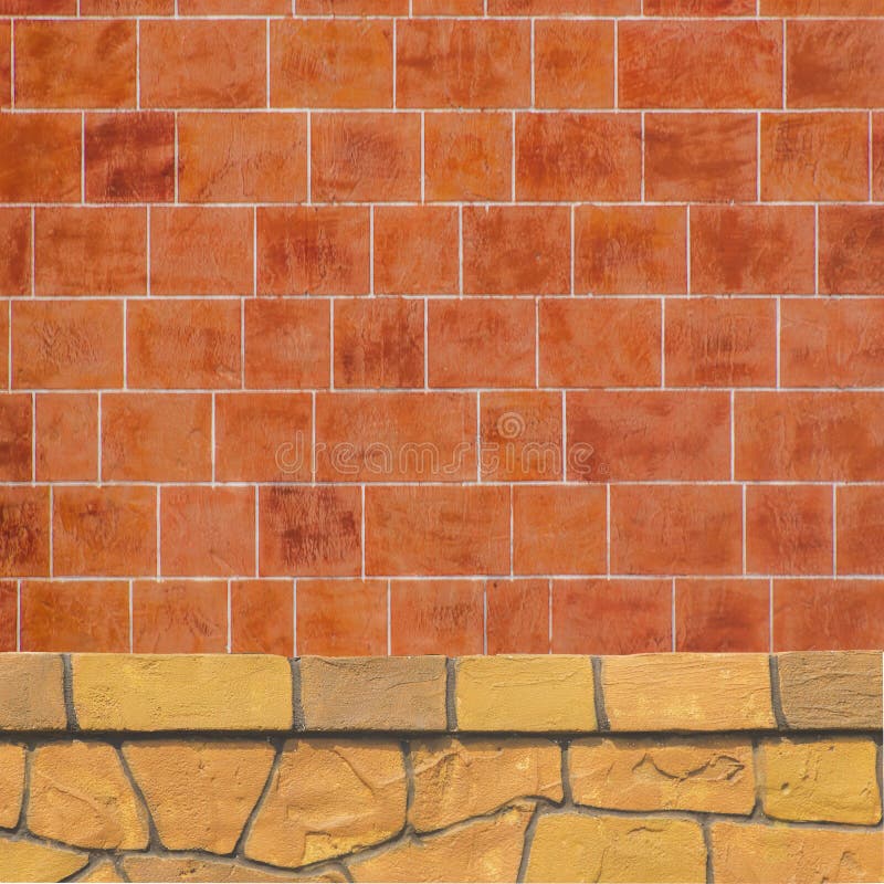 Brick fence red tile. stock photo. Image of plank, display - 90467200