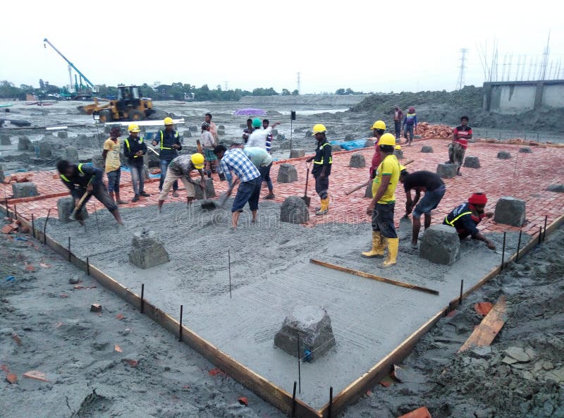 Brick Flat Soling is Going on Along with PCC Editorial Stock Photo ...