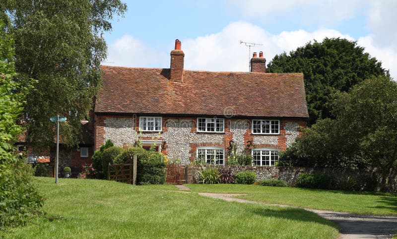 Brick and Flint English Rural House Stock Photo - Image of traditional ...