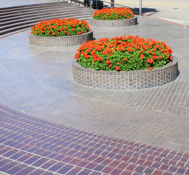 Brick Flower Pots stock image. Image of beauty, front - 20163087