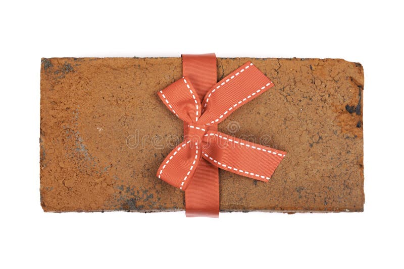 Brick in a Gift with Bow Ribbon Top View Isolated Stock Image - Image ...