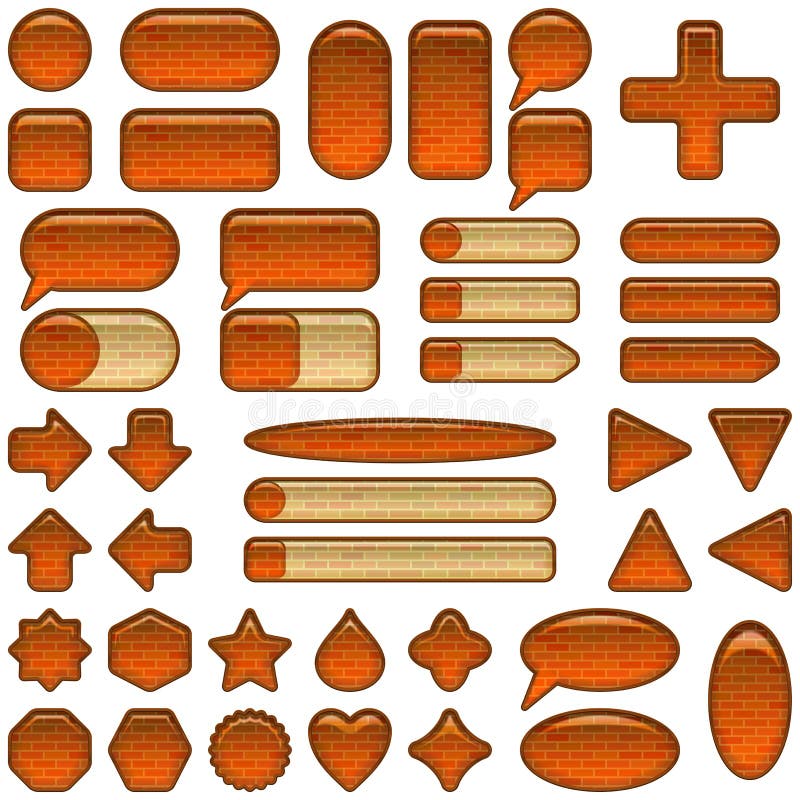 Brick glass buttons set stock vector. Illustration of drop - 60853150