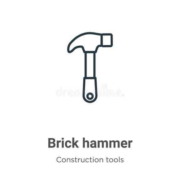 Brick Hammer Outline Vector Icon. Thin Line Black Brick Hammer Icon ...