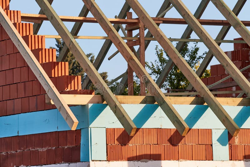 Brick House Construction stock photo. Image of industry - 161615200