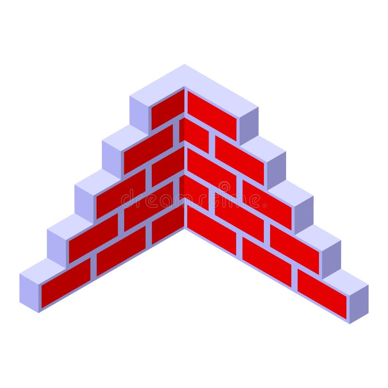 Brick House Corner Icon Isometric Vector. Concrete Building Stock ...