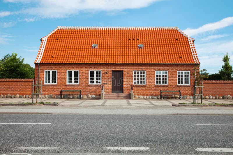 Brick House in Denmark on the Road Editorial Photography - Image of ...