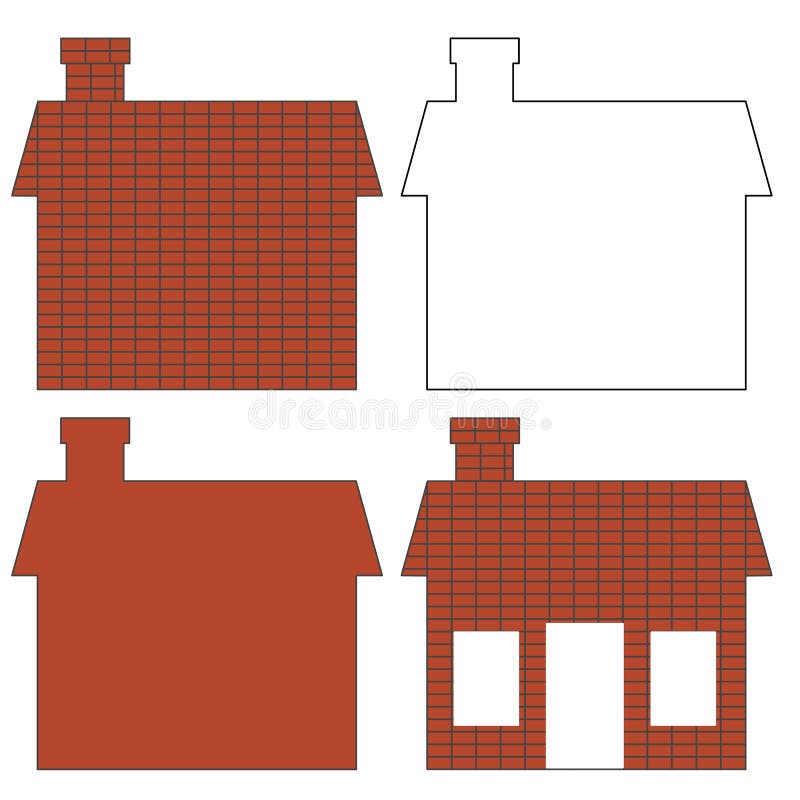 Construction of a Brick House Stock Illustration - Illustration of ...