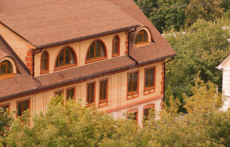 Brick House among the Trees. Stock Photo - Image of building, estate ...