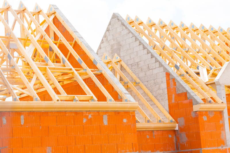 Brick House Under Construction Stock Photo - Image of estate, structure ...