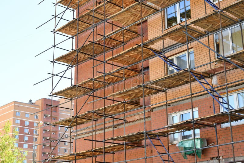 Wooden Scaffolding of Small Size, Shot Down from Planks. Stock Image ...