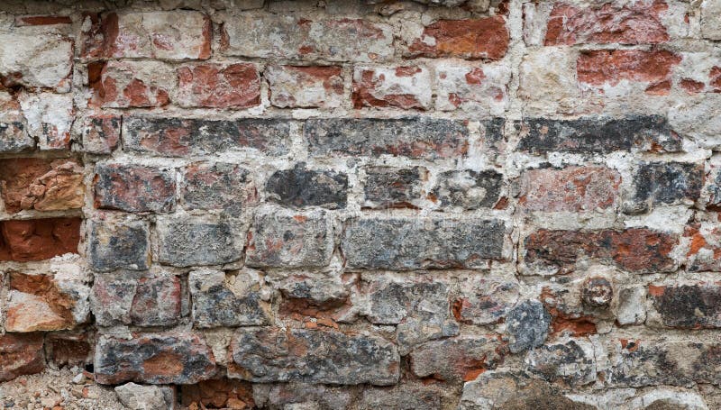 Brick House Wall with Flaking Plaster Stock Image - Image of renovation ...