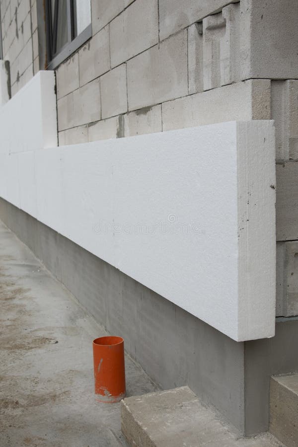 Brick House Wall with Rigid Styrofoam Insulation Sheet. Stock Image ...