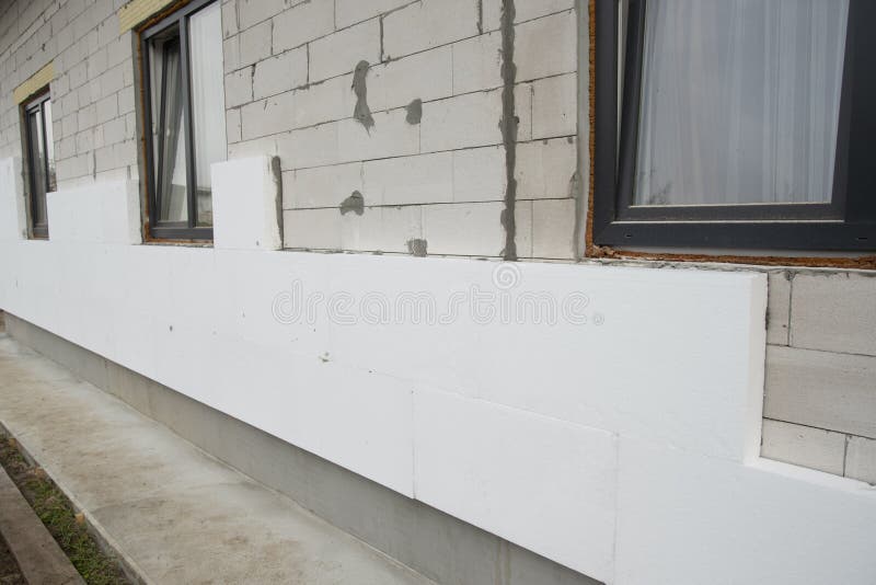 Brick House Wall with Rigid Styrofoam Insulation Sheet. Stock Image ...