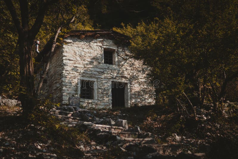 Brick Hut House in the Mountains Stock Photo - Image of countryside ...