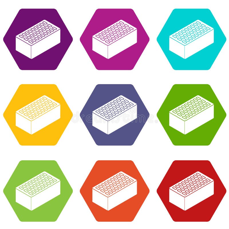 Brick icons set 9 vector stock vector. Illustration of design - 118554067