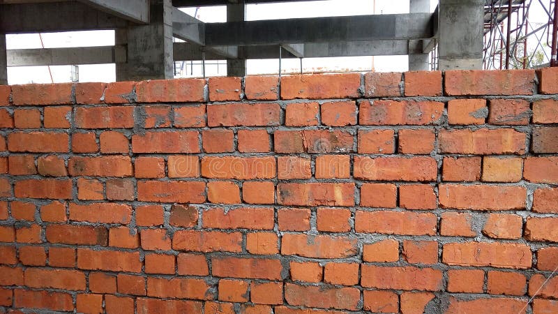 Brick Installation Works at Construction Sites. Stock Photo - Image of ...