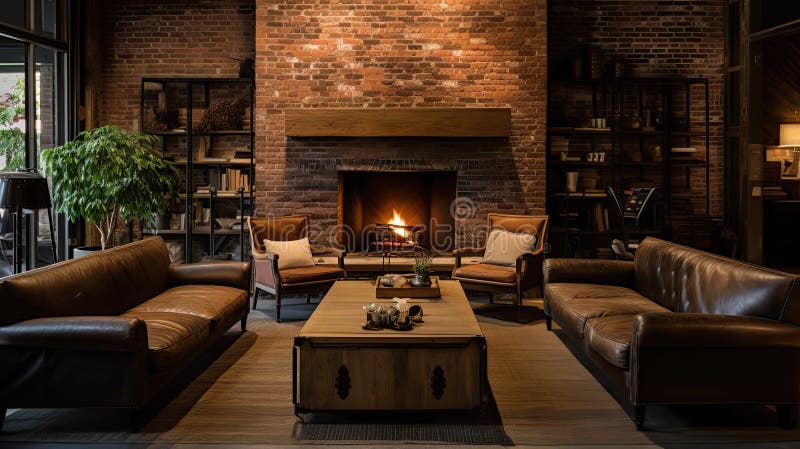 Brick Interior Design Lobby Stock Illustration - Illustration of ...