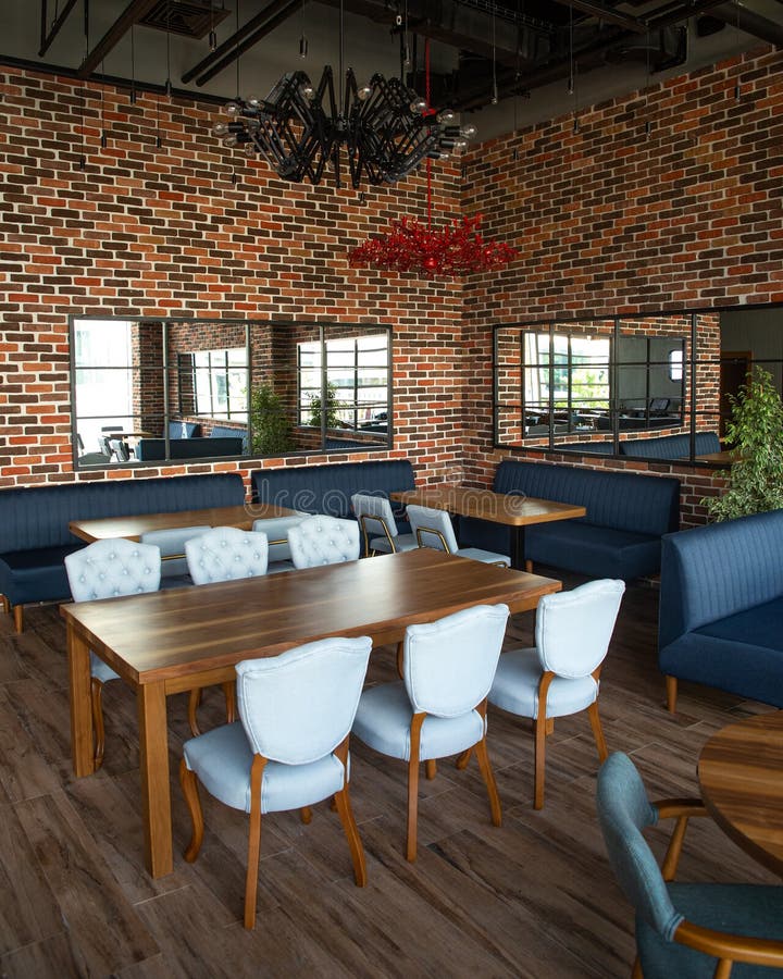 Brick Interior of the Restaurant in the Daytime Stock Photo - Image of ...