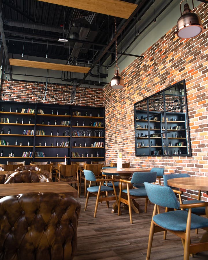 Brick Interior of the Restaurant in the Daytime Stock Photo - Image of ...