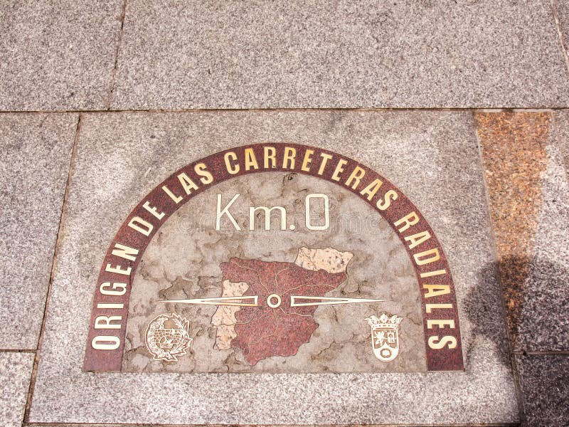 Brick of Kilometer Zero in Square of Porta Del Sol in Madrid Editorial ...