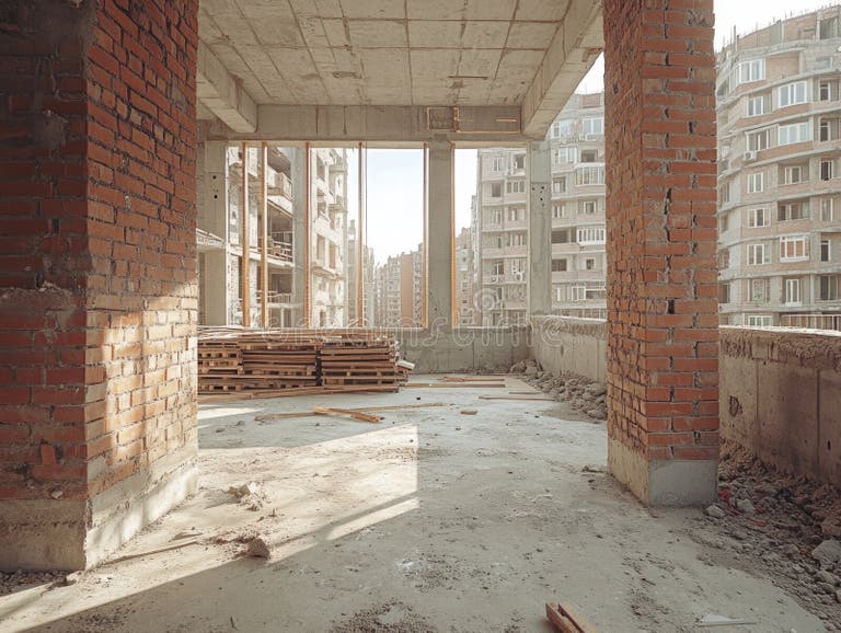 Brick-laden room stock photo. Image of wall, masonry - 380612350