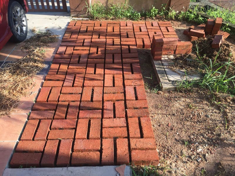 Brick laying stock photo. Image of pattern, double, basketweave - 355627116