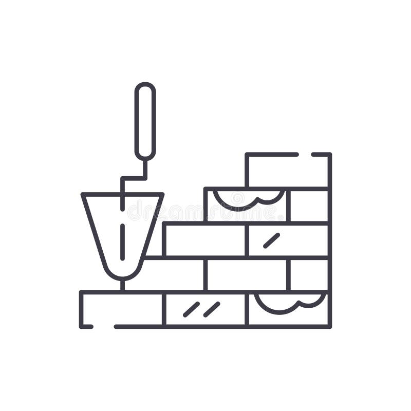 Brick Laying Line Icon Concept. Brick Laying Vector Linear Illustration ...