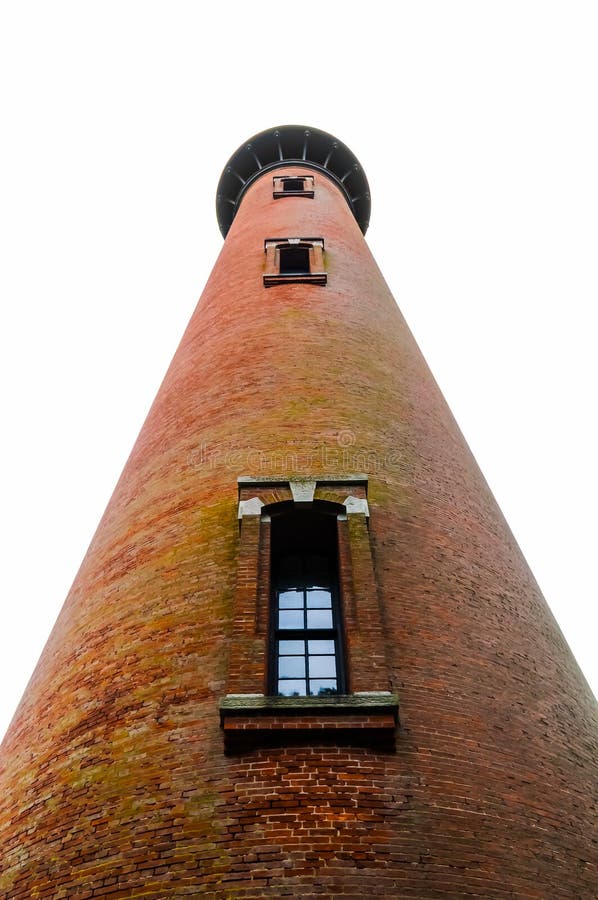 Brick Lighthouse Closeup stock photo. Image of equipment - 84381946