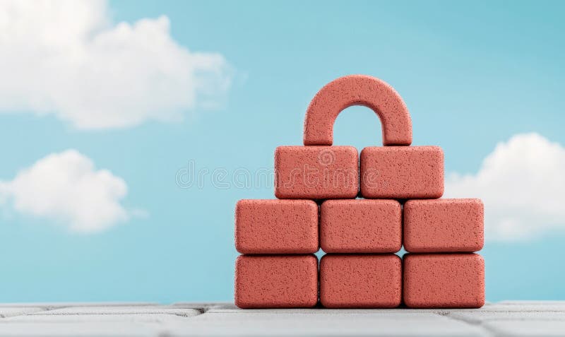 Brick Lock Structure Against Blue Sky with Clouds, Symbolizing Security ...