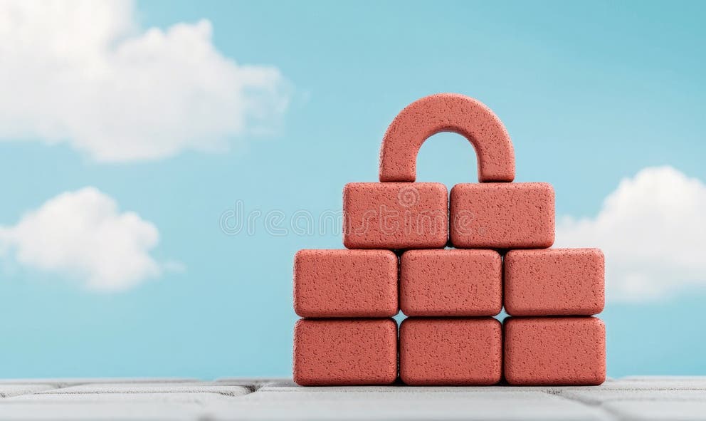 Brick Lock Structure Against Blue Sky with Clouds, Symbolizing Security ...