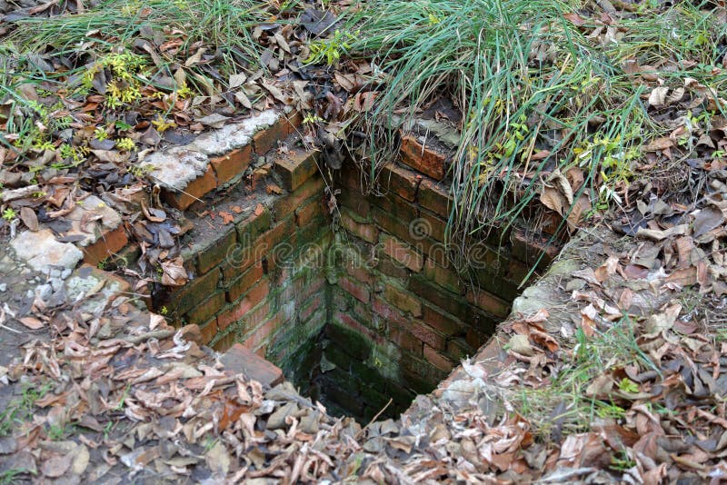 Brick manhole in the grass stock image. Image of background - 132020463