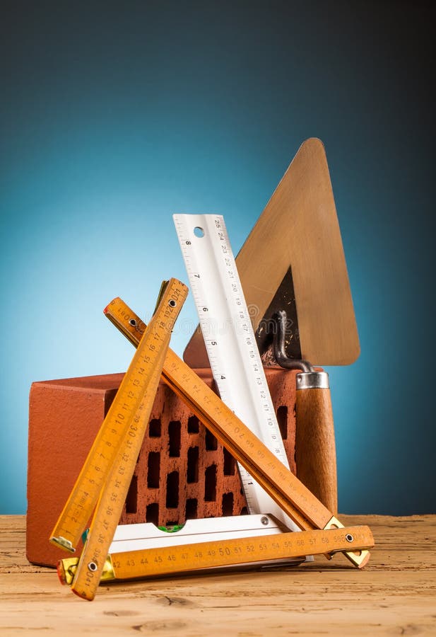 Brick and Mason Construction Tools Stock Image - Image of equipment ...
