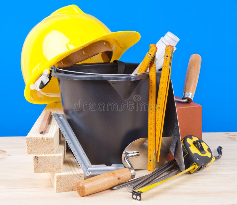 Brick and Mason Construction Tools Stock Photo - Image of home ...