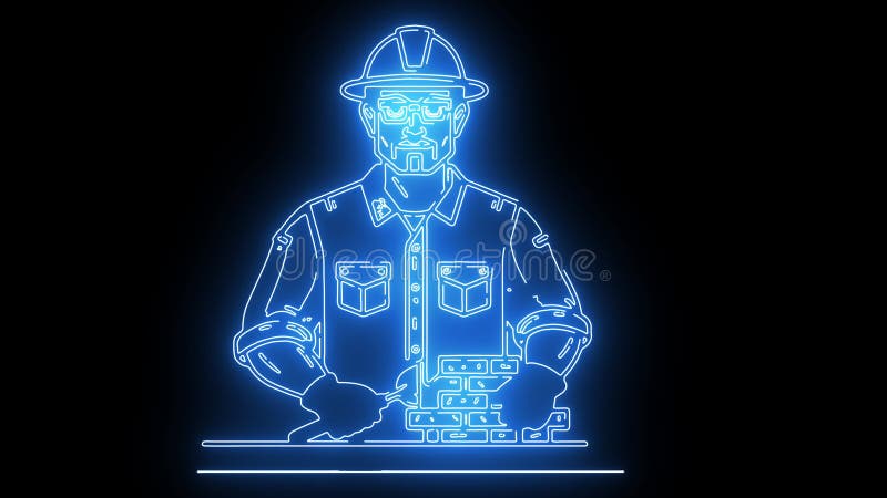 Brick Mason Icon with a Glowing Neon Effect Stock Video - Video of ...
