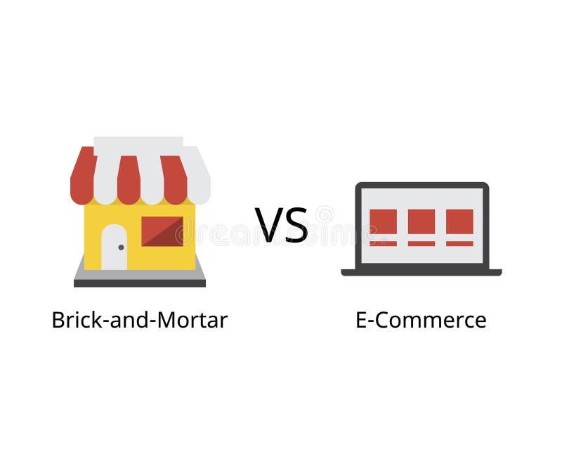Brick-and-mortar Businesses Compare with E-commerce Stock Vector ...