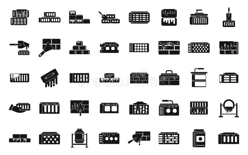 Brick and Mortar Icons Set Simple Vector. Construction Brick Stock ...
