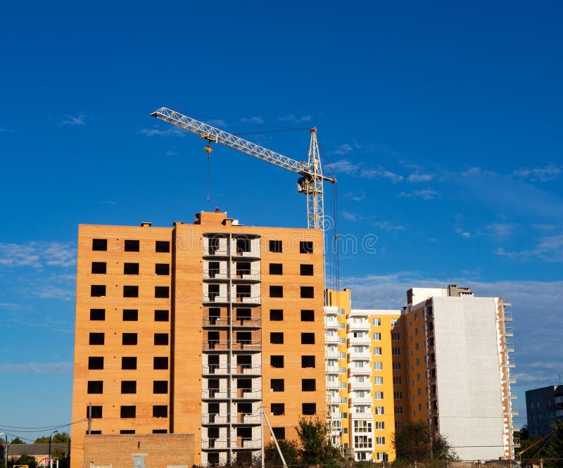 Brick Multistory Building with Holes for Windows Under Construction ...