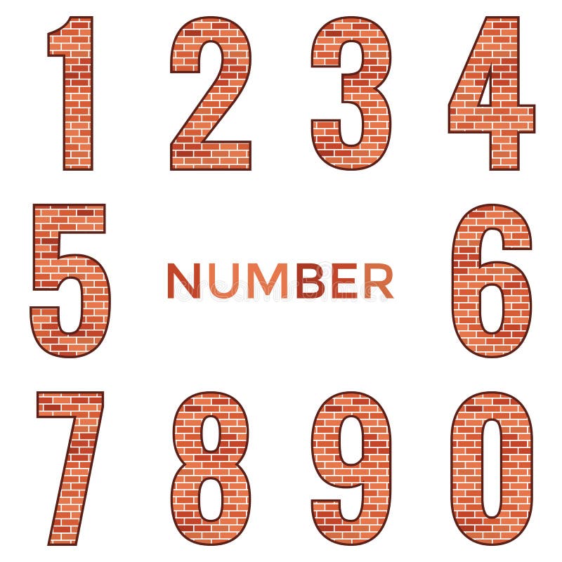 Brick Number Set stock vector. Illustration of number - 68157786
