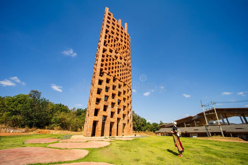 Brick Observation Tower or Ancient Brick Elephant Tower, Tourists are ...
