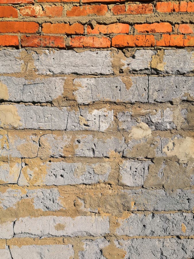 Brick Old Wall with Cement Background Texture Stock Photo - Image of ...