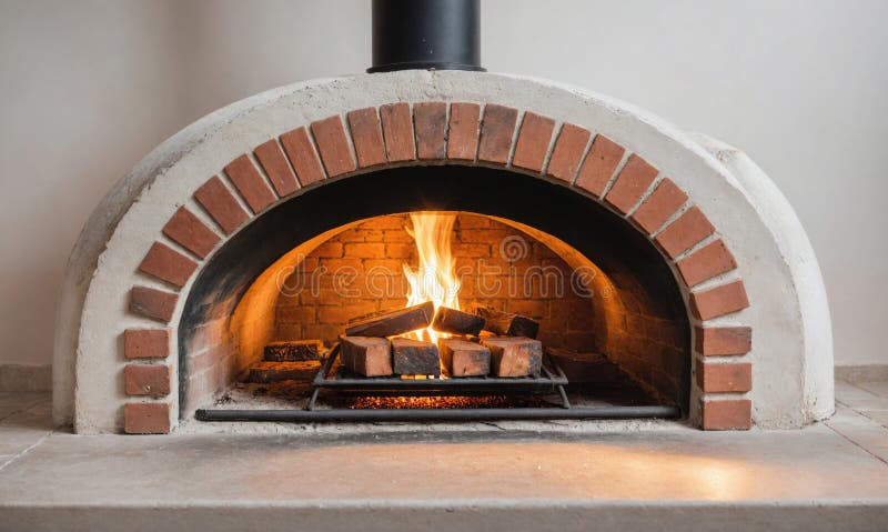 A Brick Oven with a Fire Burning Inside, Ready for Baking Stock Image ...