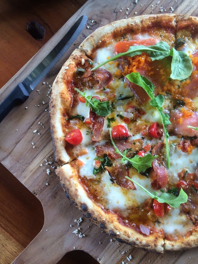 Brick oven pizza stock photo. Image of italianfood, smokesalmon - 43072056