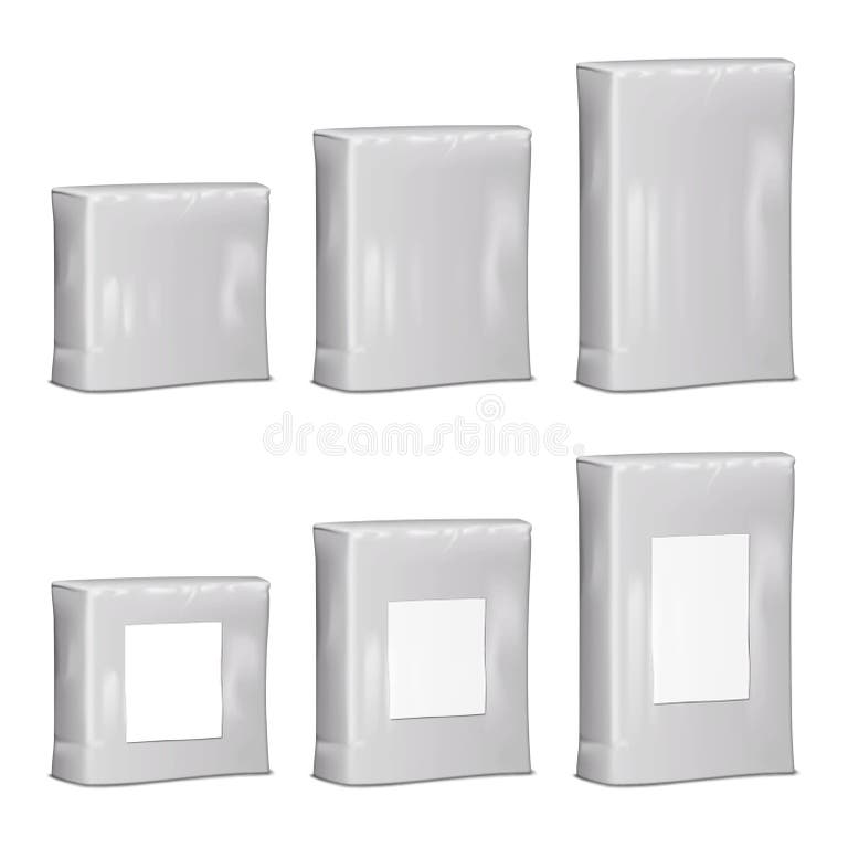 Brick Pack Bag with Blank White Label Mock-up. Square Pouch Packaging ...