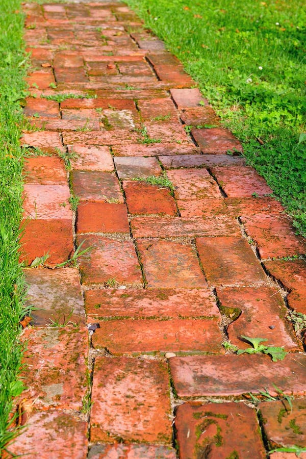 Brick path stock photo. Image of landscape, detail, pattern - 54663810