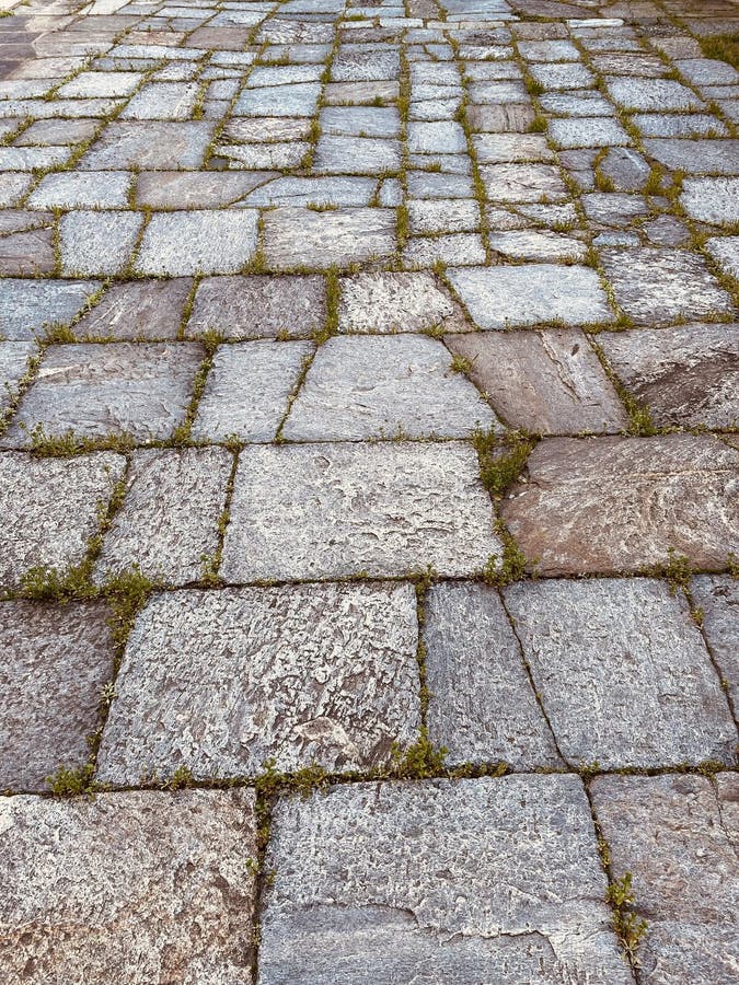 Brick Path with Grass between Stock Photo - Image of ground, grass ...