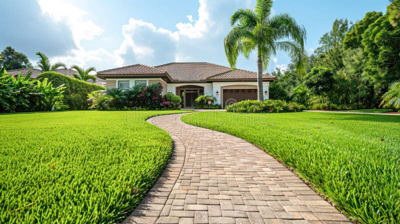 Brick Path or Sidewalk with Perspective Going into the Distance with ...